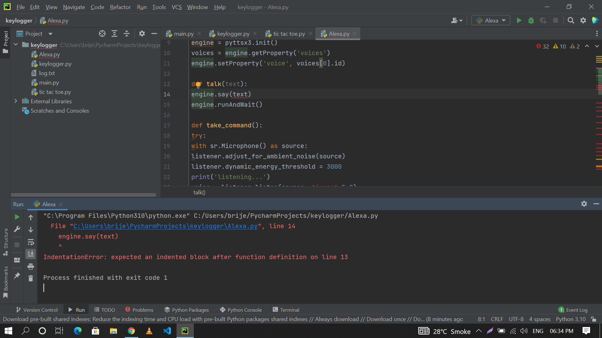 run_alexa() running error solved (3 line error) · Issue #97 · ProgrammingHero1/romantic-alexa ...