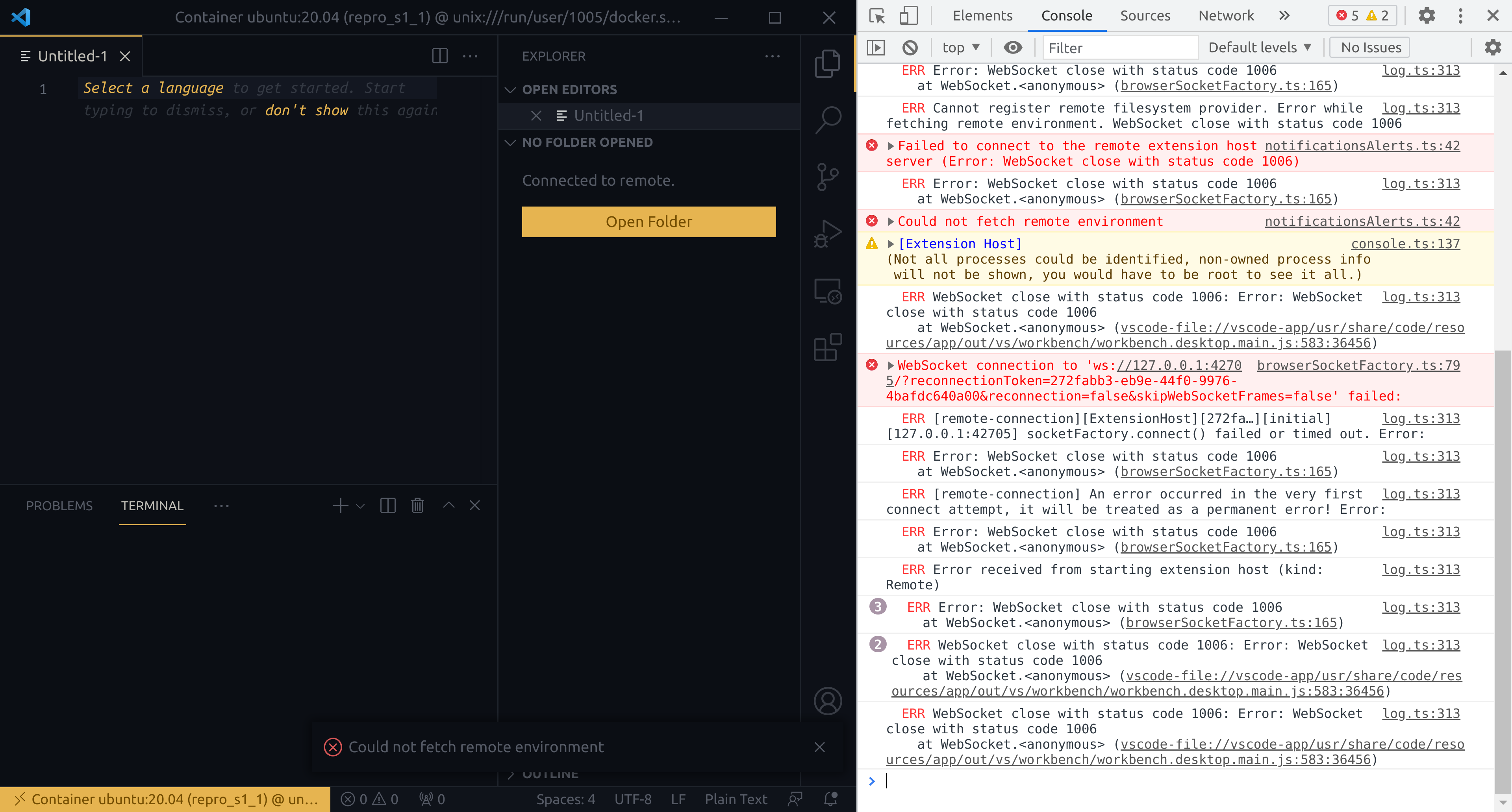 "Remote-Containers: Attach to running container" hangs · Issue #6139 · microsoft/vscode-remote ...