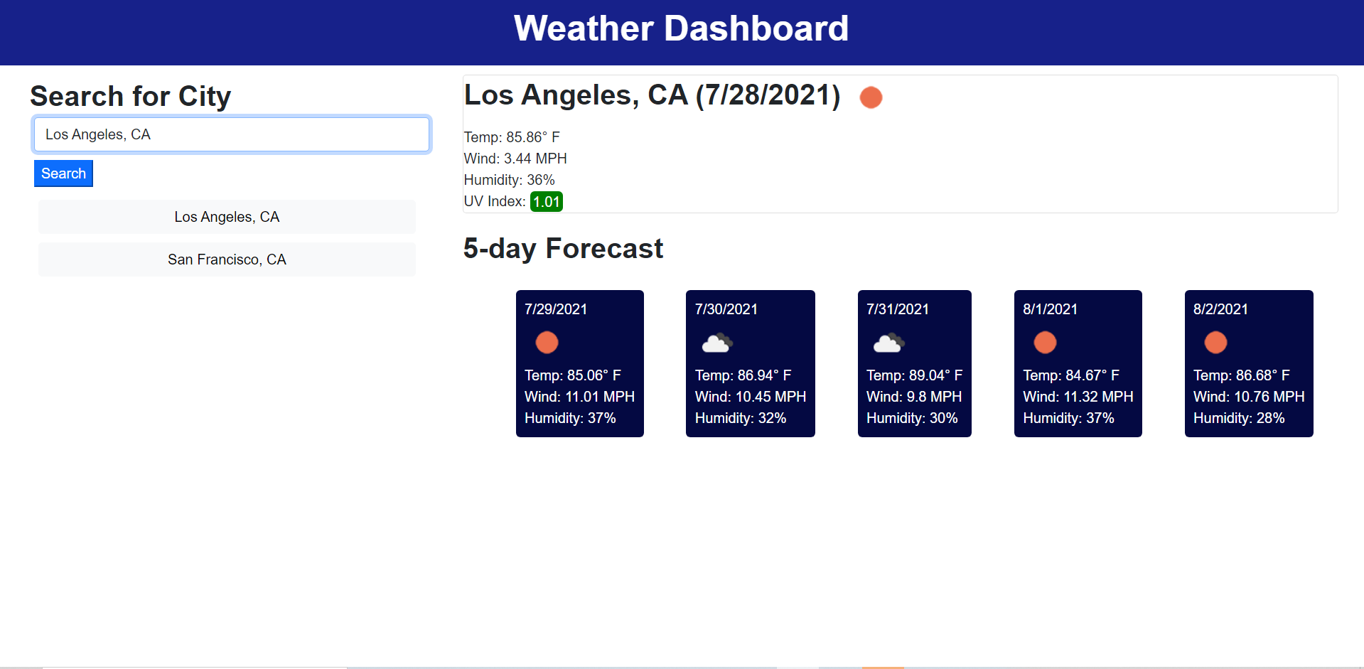 GitHub - mels065/weather-dashboard: A weather dashboard for viewing the ...