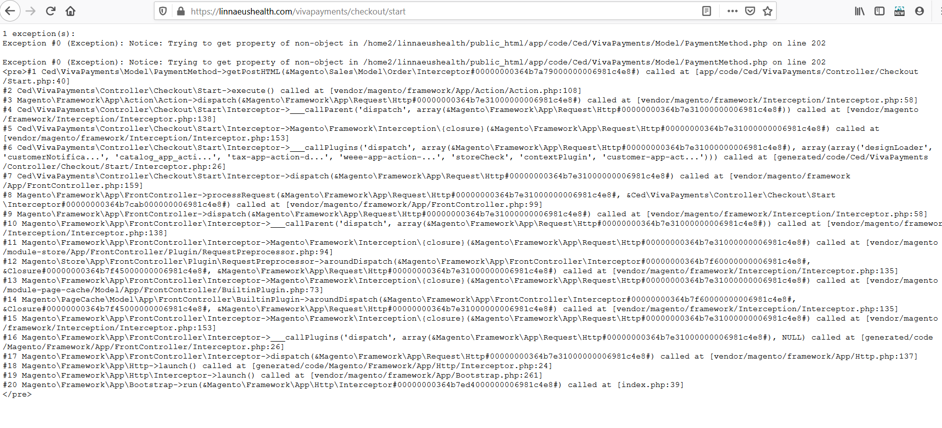 Getting error on Magento 2 while redirecting on viva wallet payment page · Issue #1448 ...