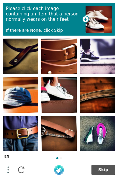 [Challenge] item that a person normally wears on their feet · Issue #268 · QIN2DIM/hcaptcha ...