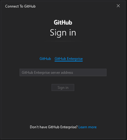Signing in to GitHub via Visual Studio's interface (text fields and ...