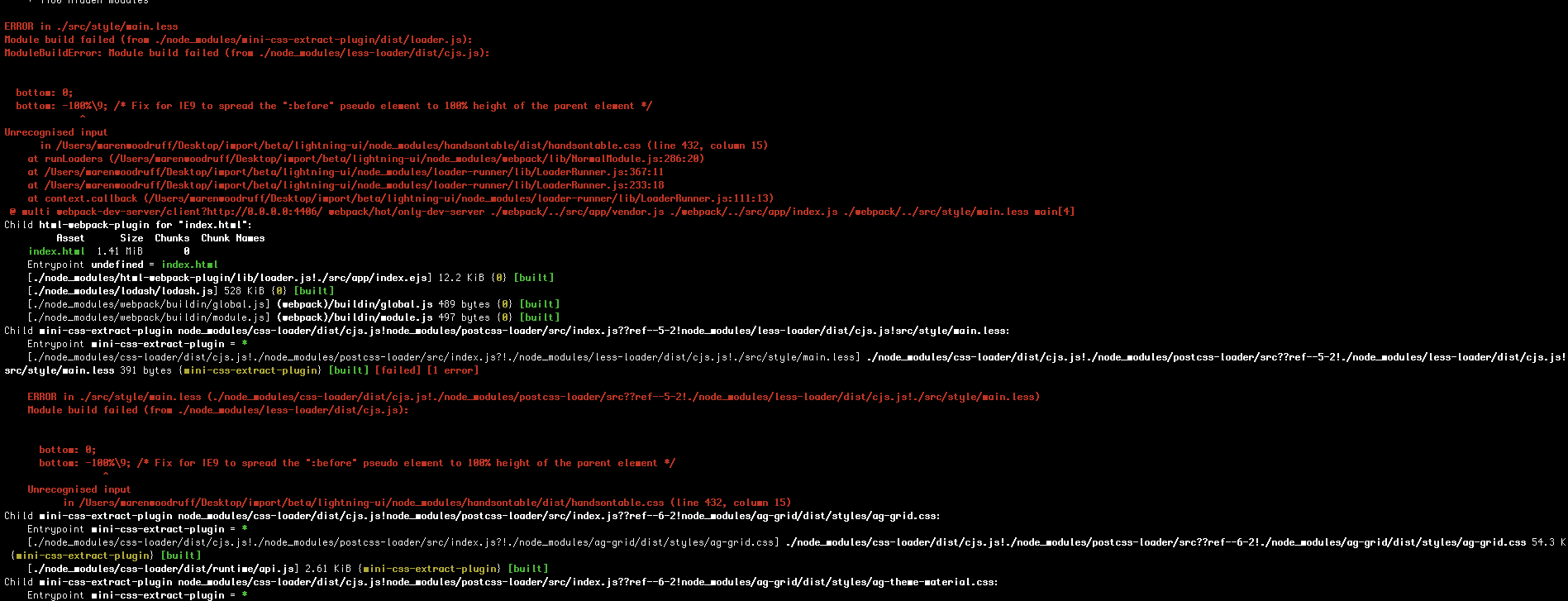 error on /dist/handsontable.css page (around line 442)- the fix for IE9 ...