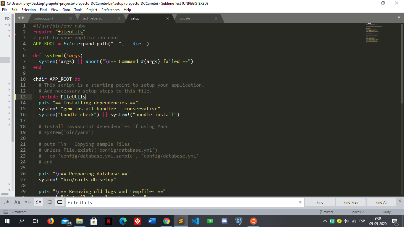 [Rubocop] Archivo bin/setup y bin/update · Issue #119 · IIC2143-2020-2/syllabus · GitHub