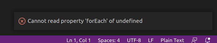 Error Message `cannot Read Property Foreach Of Undefined` Shows Up For Empty Workspace · Issue