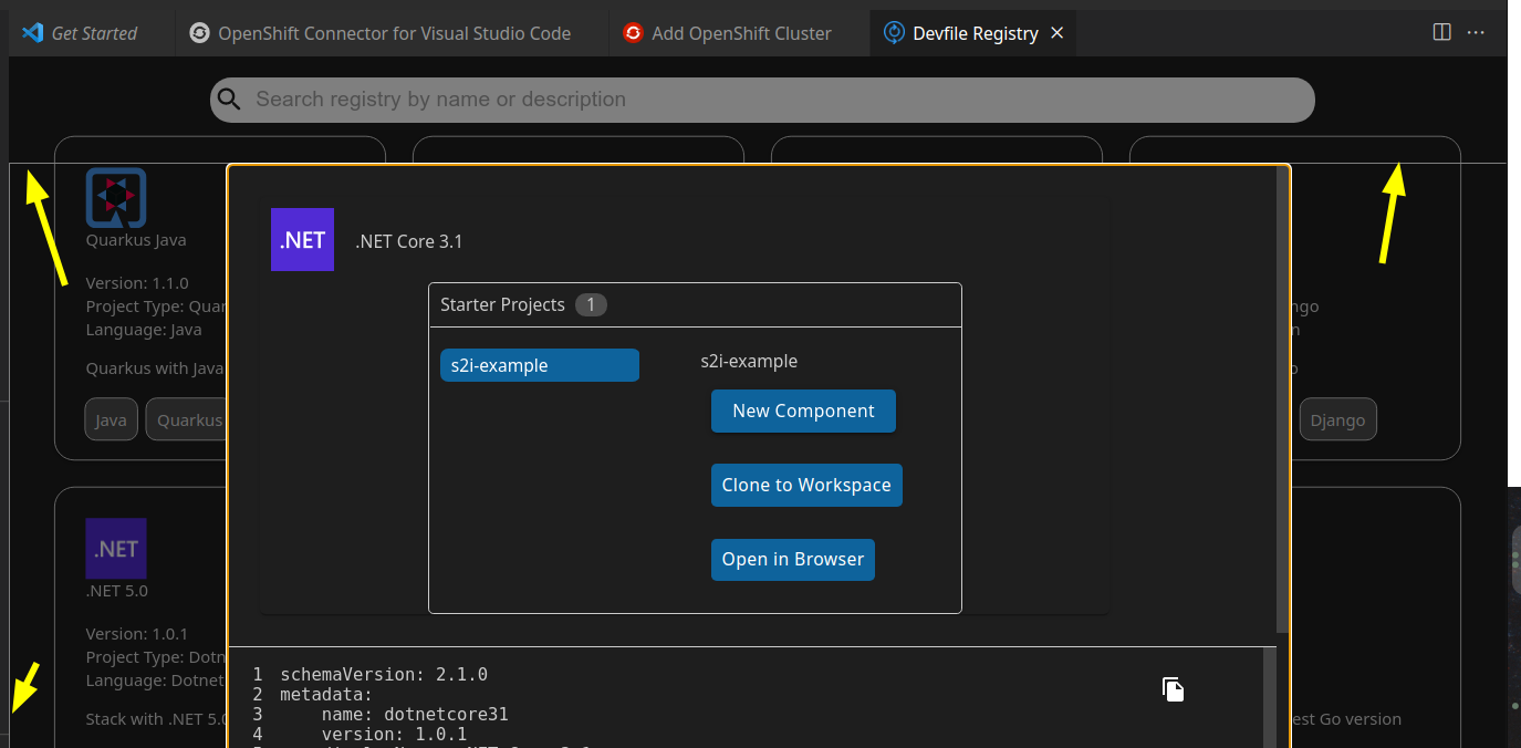 Registry Viewer White Frame Apperas When Devfile Selected · Issue 2521 · Redhat Developer
