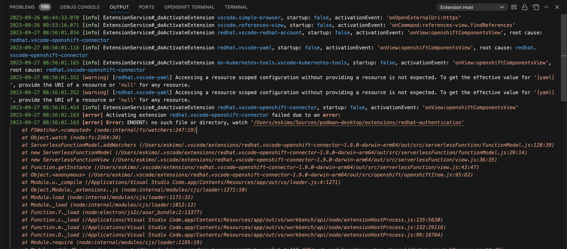 Extension fails to activate after installation from marketplace · Issue #3356 · redhat-developer ...