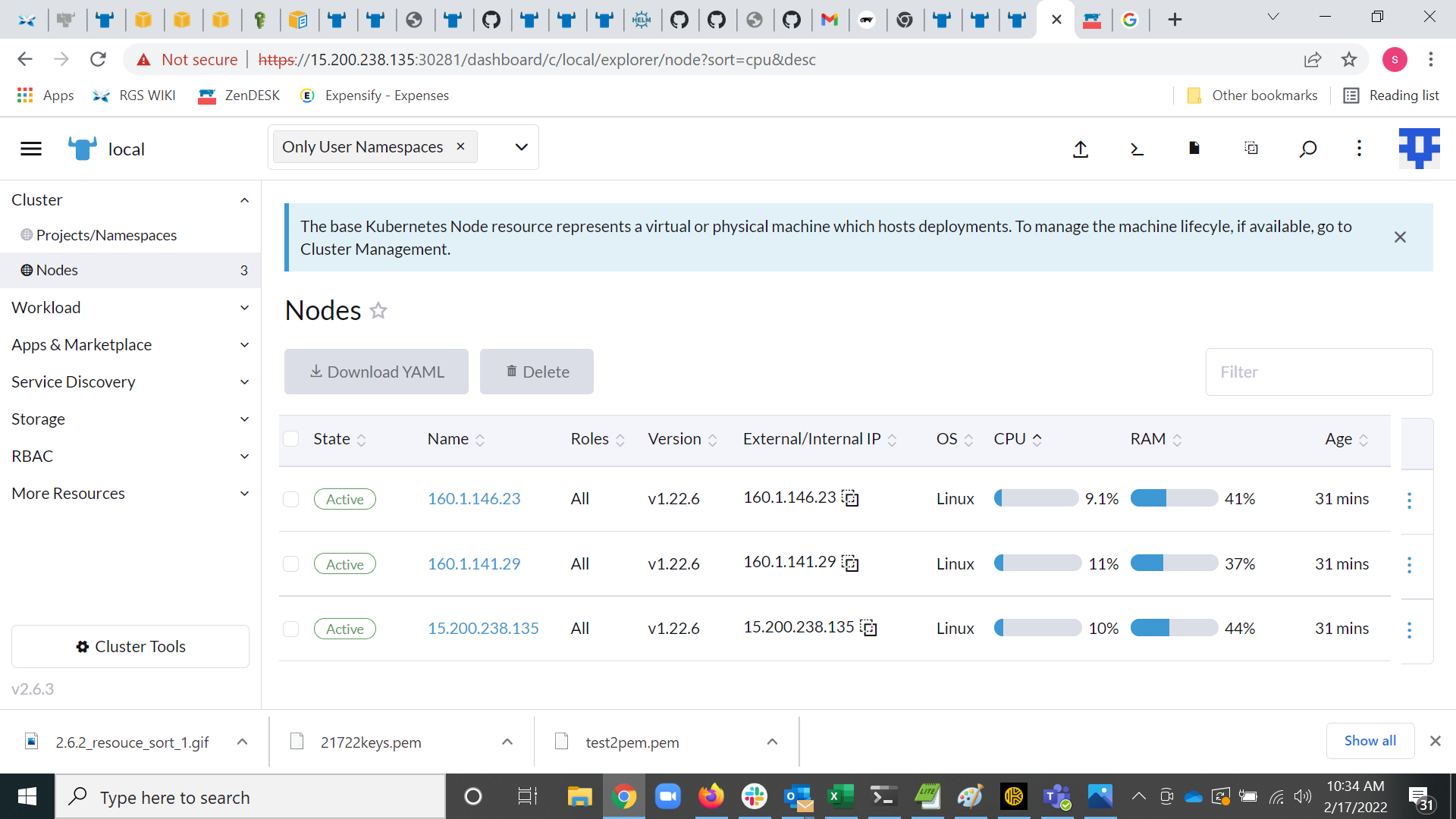 Sorting by CPU, RAM or Pods ASC/DESC broken · Issue #5165 · rancher/dashboard · GitHub