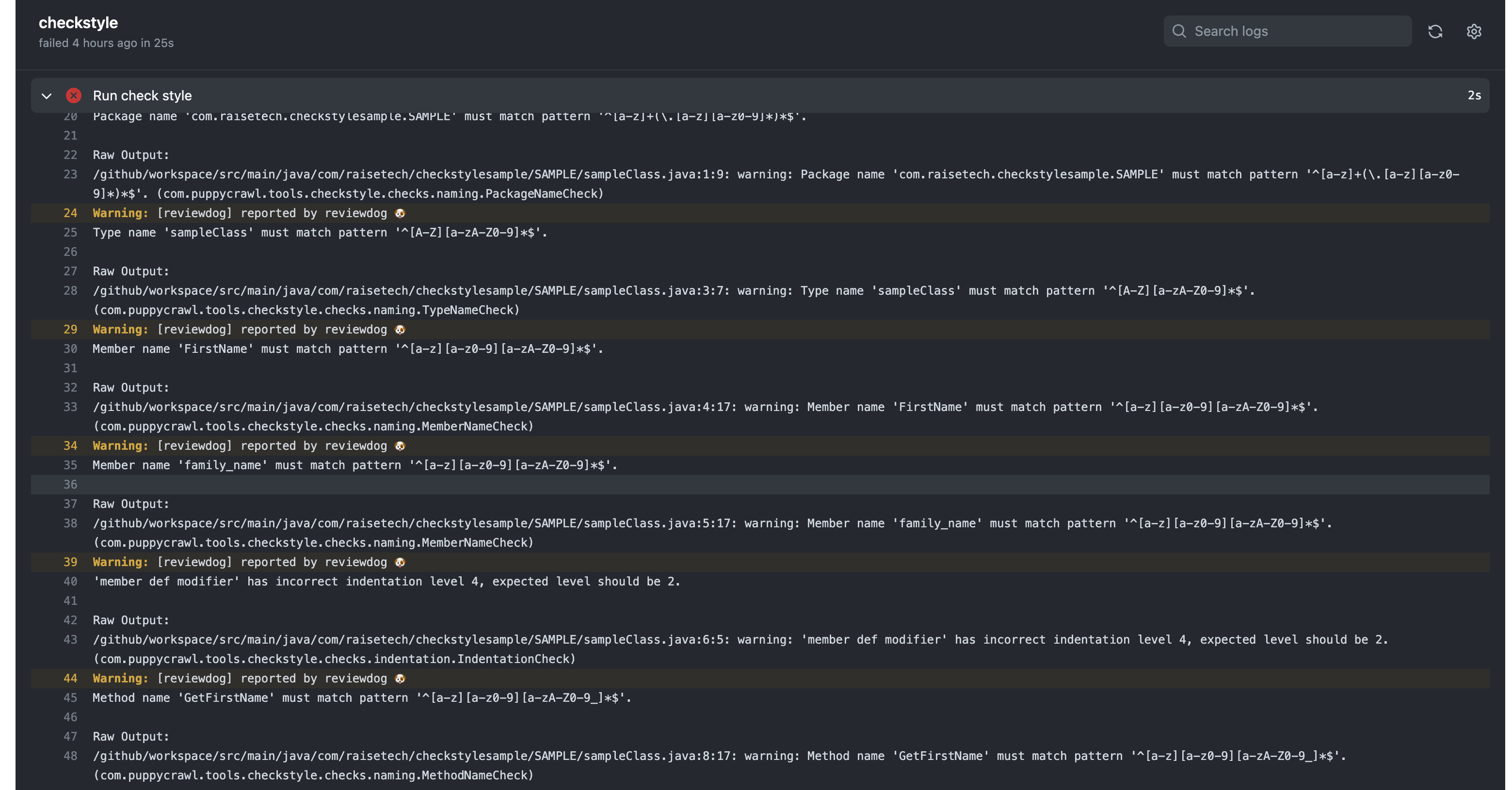 GitHub - raisetech-for-student/checkstyle-hands-on: Checkstyleの使い方を学ぶためのリポジトリです