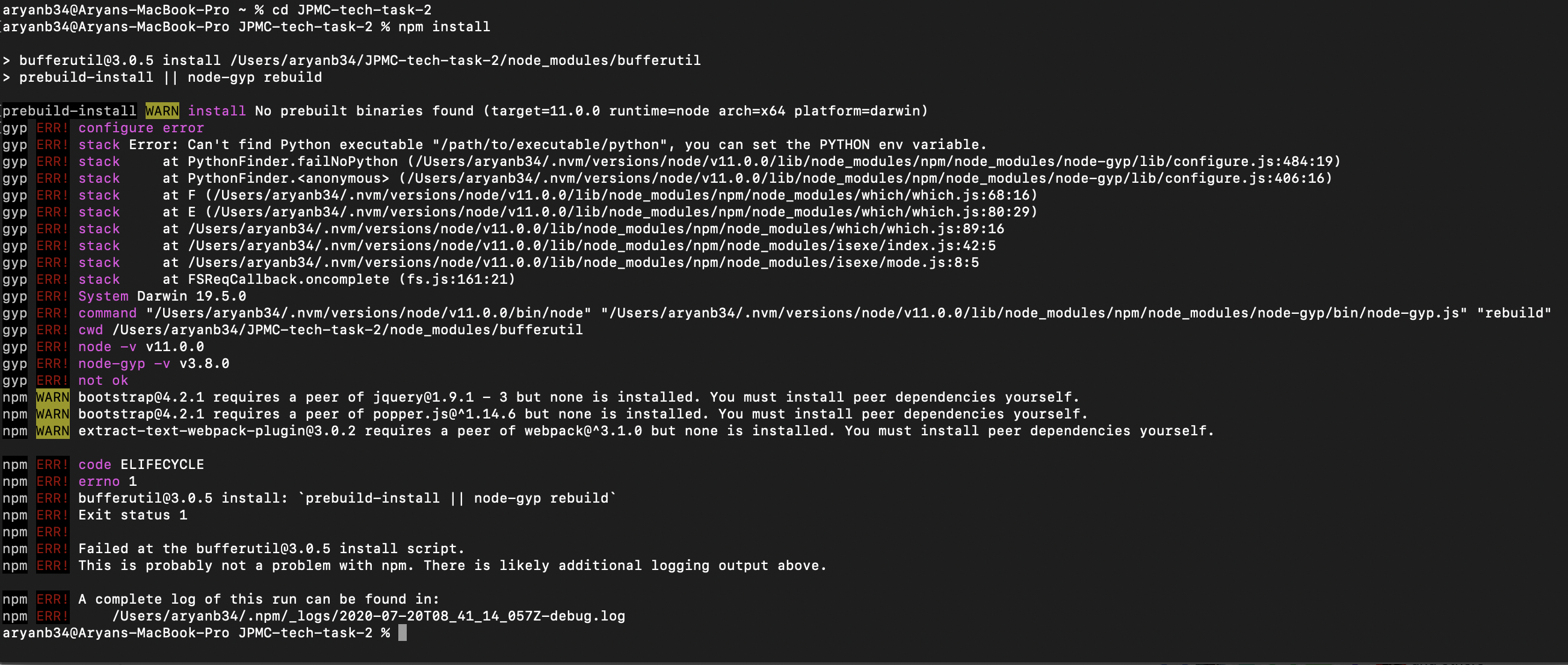 npm install failure · Issue #15 · insidesherpa/JPMC-tech-task-2-PY3 ...