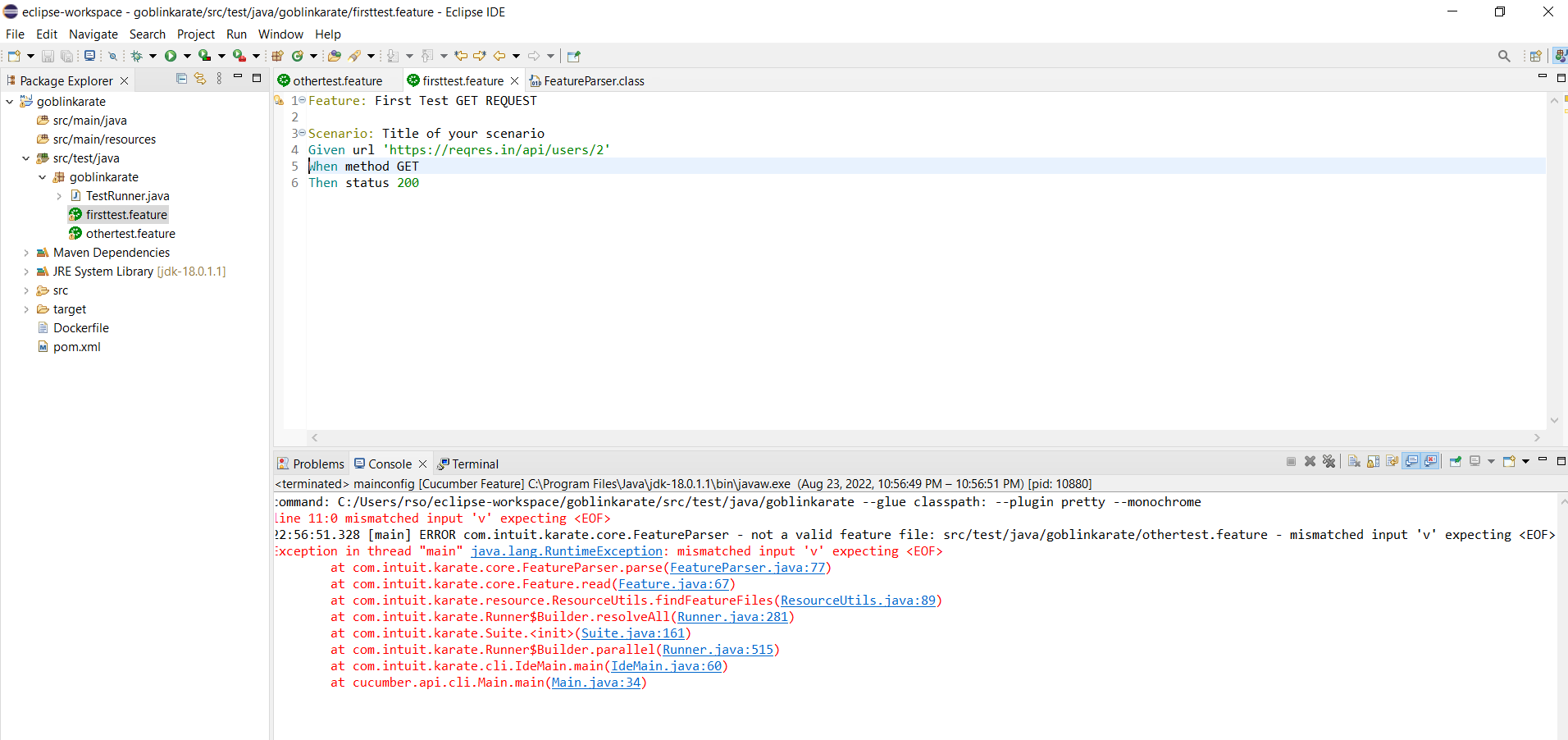 Random Errors In Eclipse Ide End Of Line Error When Running Tests · Issue 2105 · Karatelabs