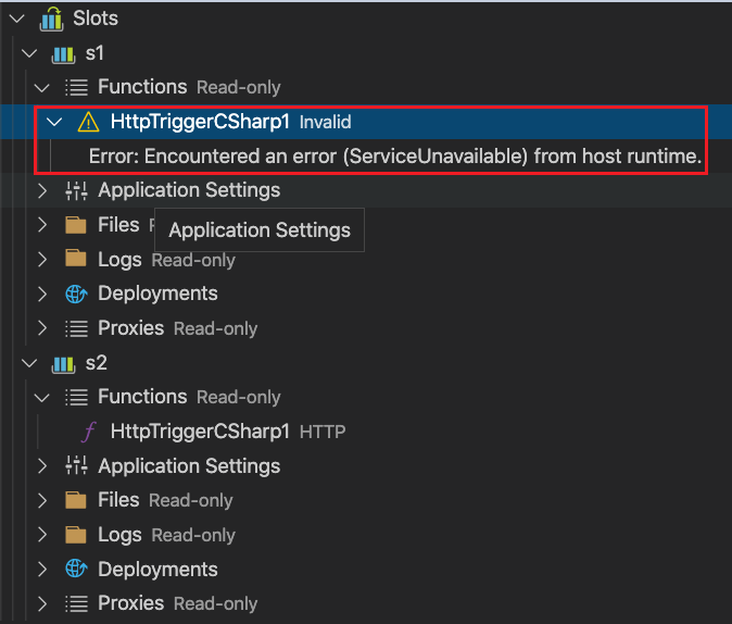 There is an invalid function under the "Functions" node after swapping two slots for a Windows ...