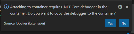 [CodeSpace] The notification "Do you want to copy the debugger to the container" pops up after ...