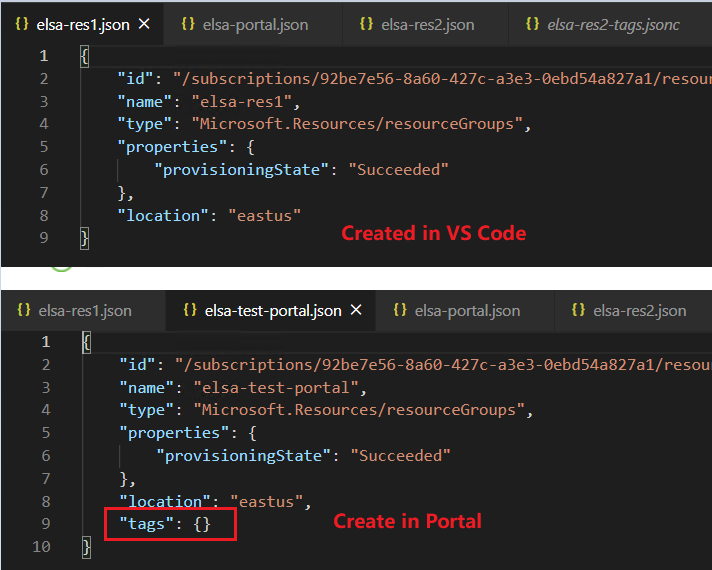 The .json files opened by "View Properties" are inconsistent for ...