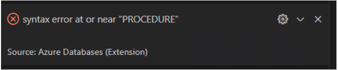 The error message is unclear after executing a Stored Procedures query on a PostgreSQL server ...