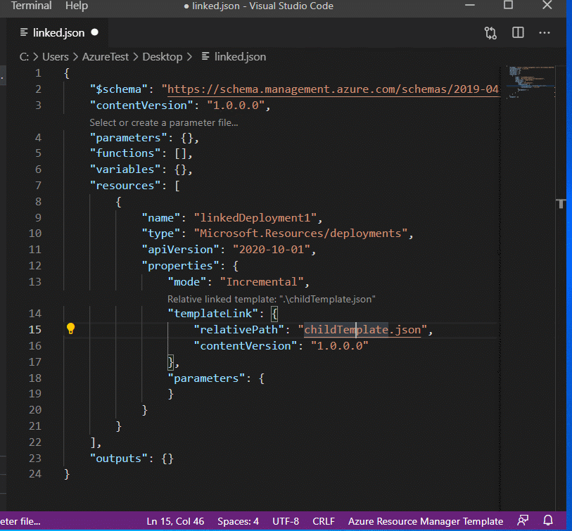 The result is inconsistent between clicking "Relative linked template ...