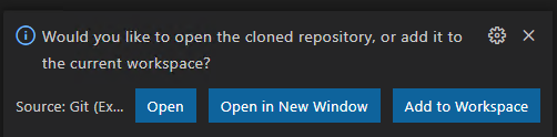[Codespaces] There is a confused dialog after opening the cloned repository in a new window ...