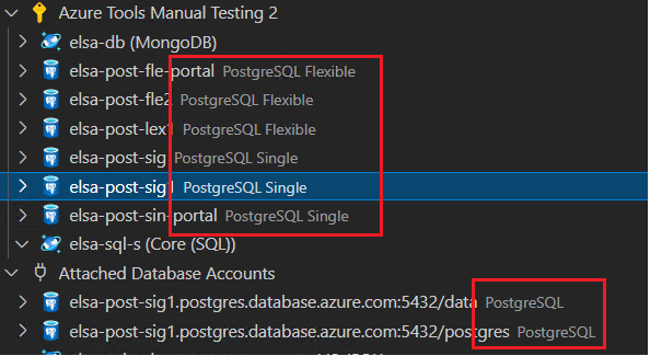 The tags of attached PostgreSQL Flexible server and PostgreSQL Single server are both ...