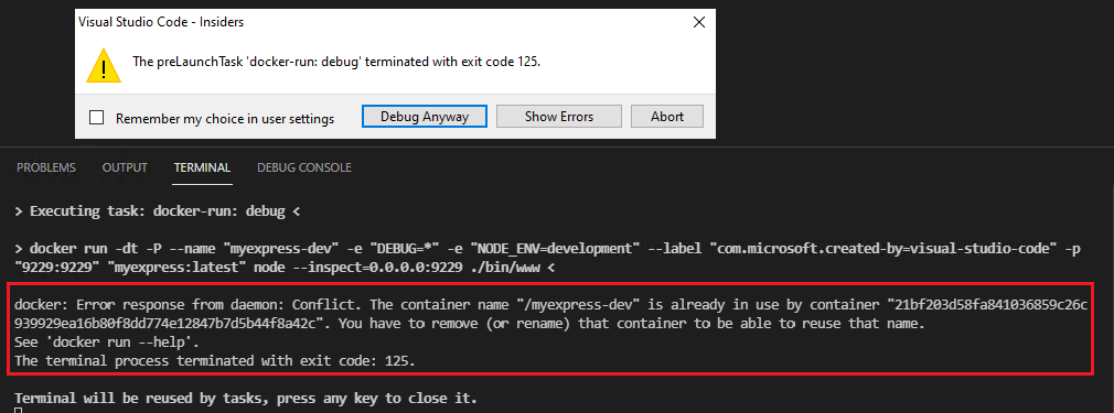 There is an error after clicking the "Restart" button to debug the ...