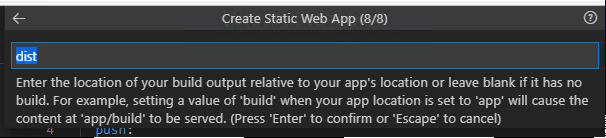 Failed to deploy a new static web app with a default value of "dist" · Issue #542 · microsoft ...