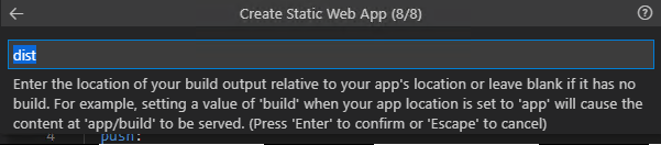 Failed to deploy a new static web app with a default value of "dist" · Issue #542 · microsoft ...