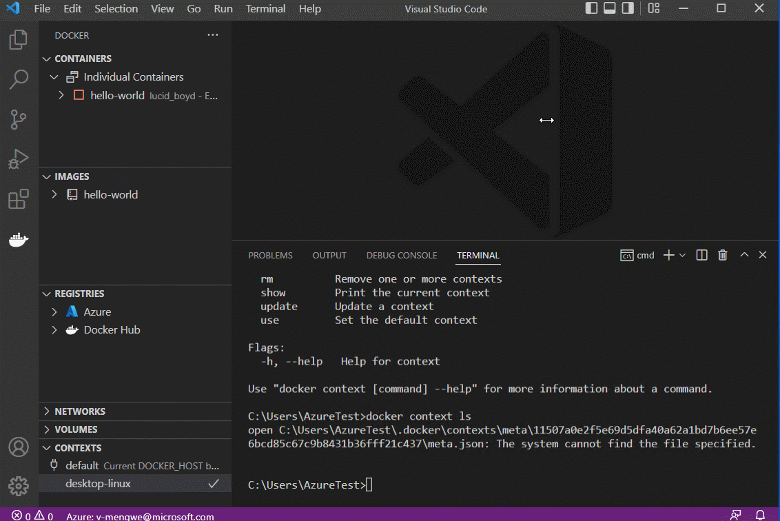 Cant Select The Docker Hub Registry Provider After Executing The Command Docker Registries 