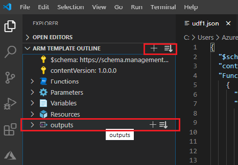 There is no "sort icon" and "insert item icon" in "Functions/Parameters/Variables/Resources ...