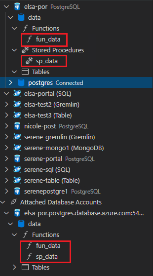Display all subitems of functions and stored procedures under the attached database · Issue ...