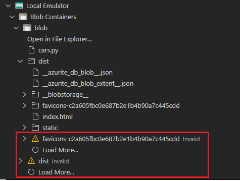 Pop up a warning when uploading the "dist" folder to a Local Emulator blob container · Issue ...
