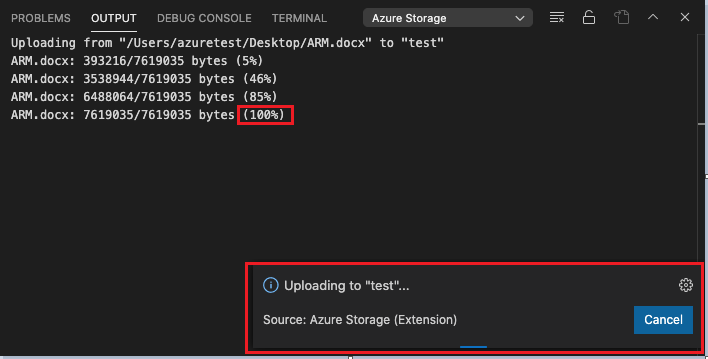 [Suggestion] Add the clear output logs when uploading a file to blob container/file share ...