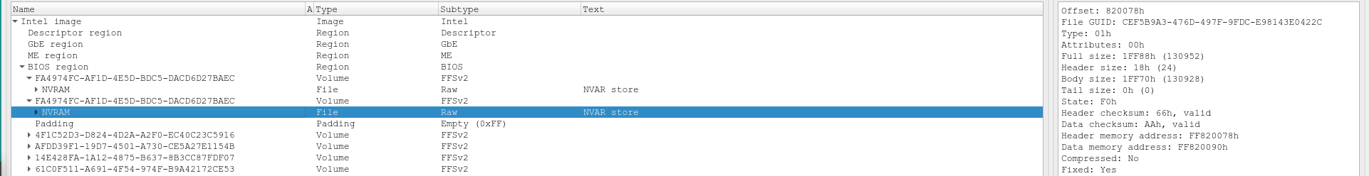 Two NVRAM sections · Issue #110 · LongSoft/UEFITool · GitHub