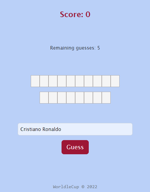 GitHub - davidpalves06/Worldle-Cup: Simple guessing game with football players present in the ...