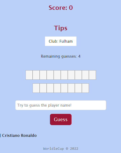 GitHub - davidpalves06/Worldle-Cup: Simple guessing game with football players present in the ...