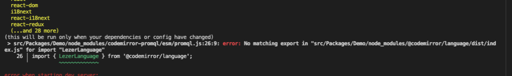 Version 17 The api that a package depends on does not exist · Issue #149 · prometheus/codemirror ...