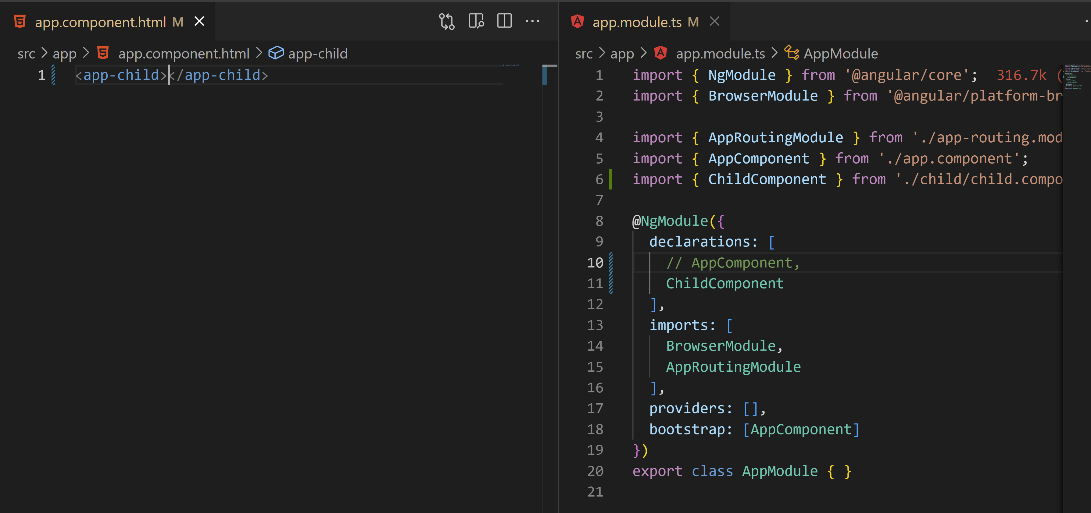 missing root component import complains about child component · Issue #49582 · angular/angular ...