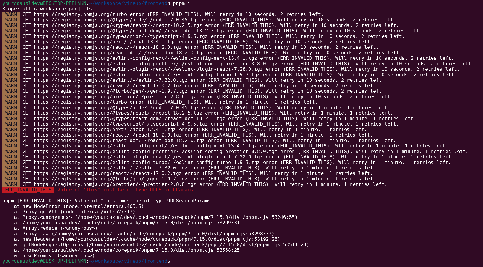 "ERR_INVALID_THIS" on "pnpm up" in Node 20 · Issue #6424 · pnpm/pnpm · GitHub