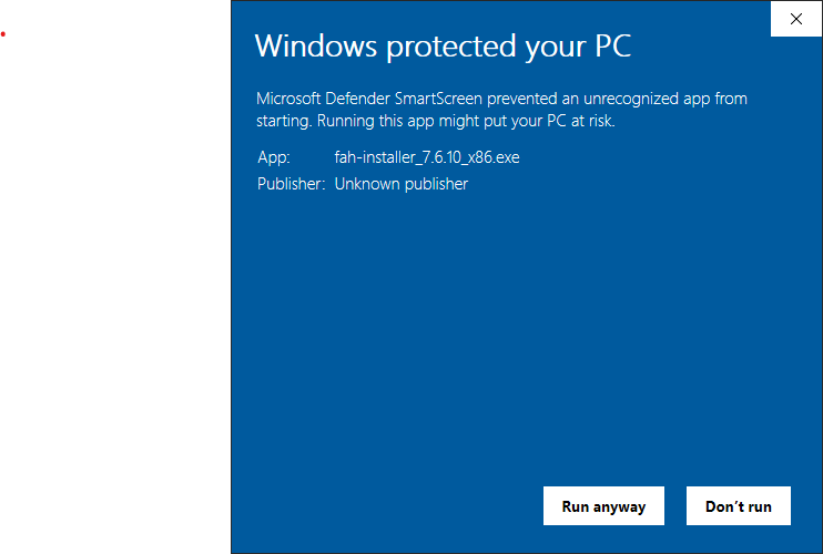 SmartScreen blocking FAH installer · Issue #1395 · FoldingAtHome/fah ...