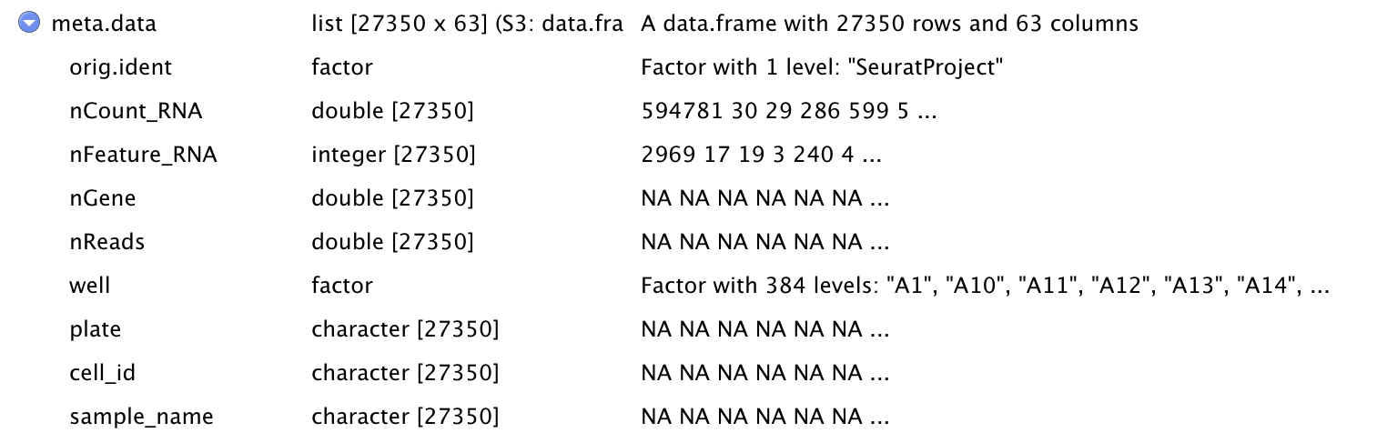Some values of meta.data become NA after CreateSeuratObject · Issue ...