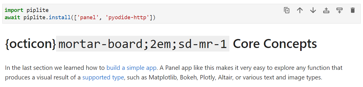 Remove the octicon tags from the JupyterLite notebook · Issue #5301 ...