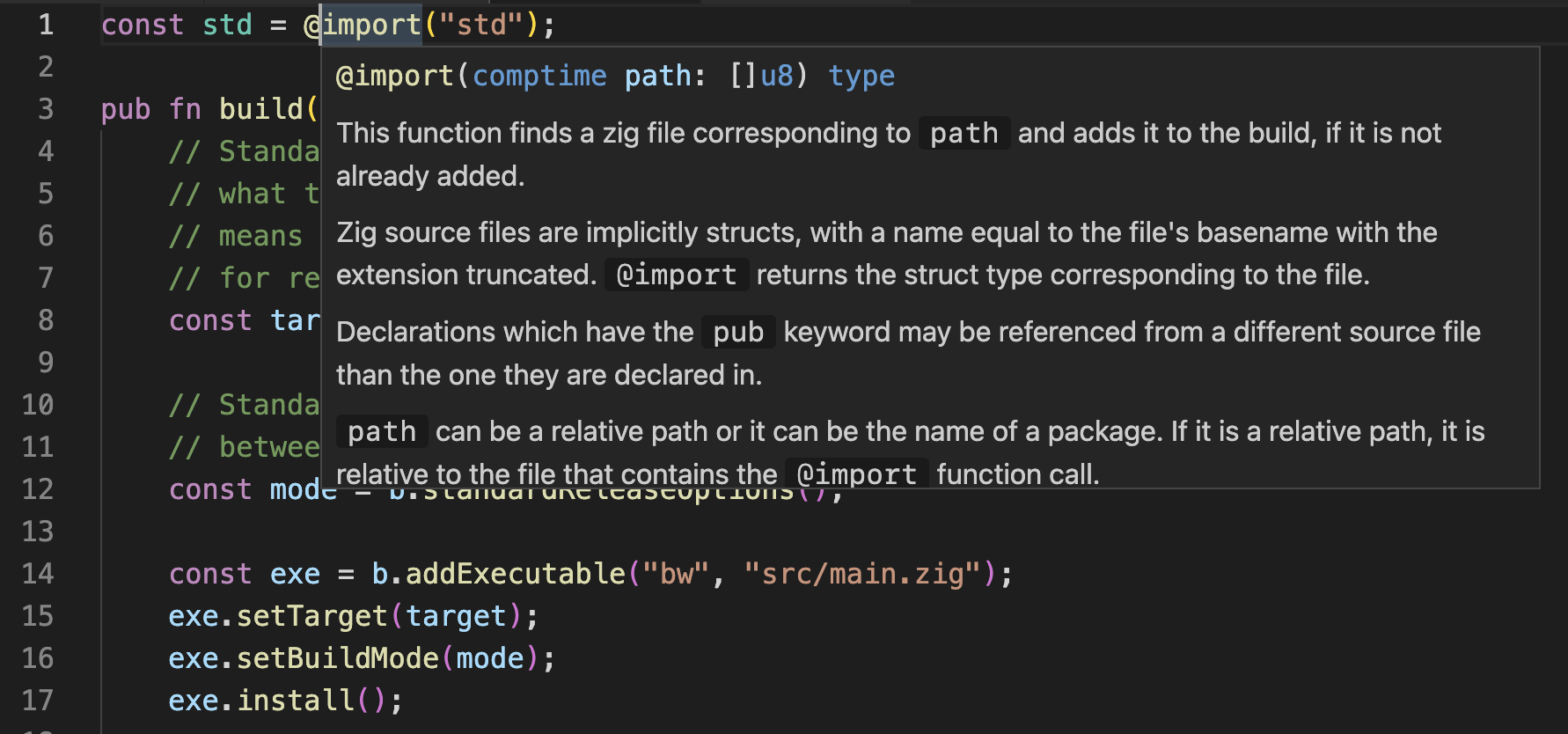zls is running successfully but autocomplete (ctrl+space) doesn't show anything useful on VSCode ...