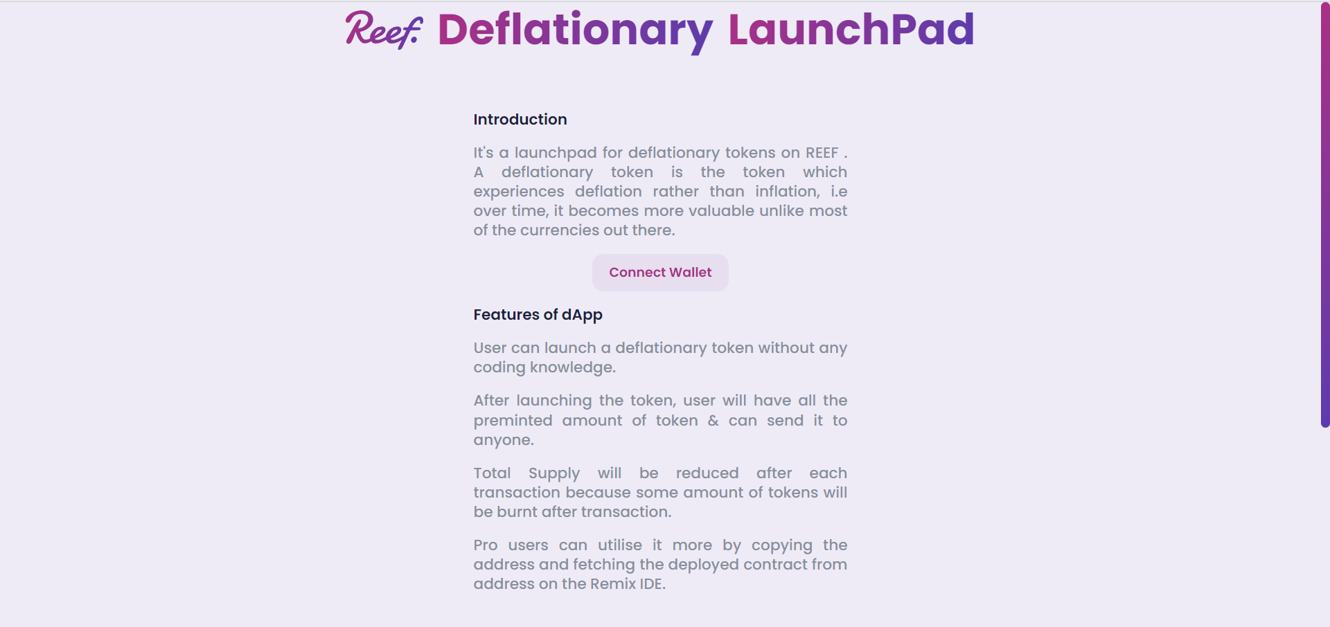 GitHub - anukulpandey/reef-deflationary-token-launchpad: dApp i built for bengaluru hackathon ...