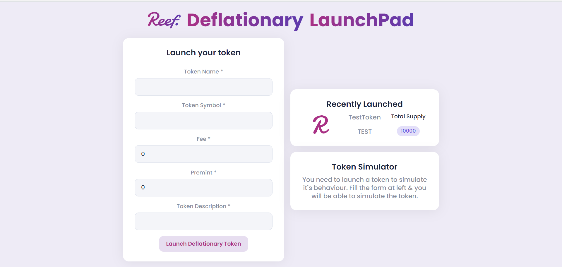 GitHub - anukulpandey/reef-deflationary-token-launchpad: dApp i built for bengaluru hackathon ...