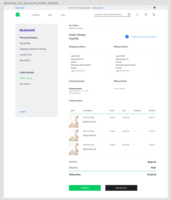 [FEATURE] Order details in the my account section · Issue #1190 · vuestorefront/storefront-ui ...