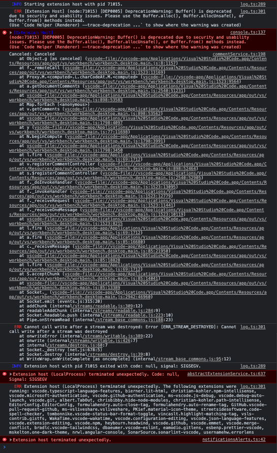 nx console - Extension host terminated unexpectedly. · Issue #1155 ...