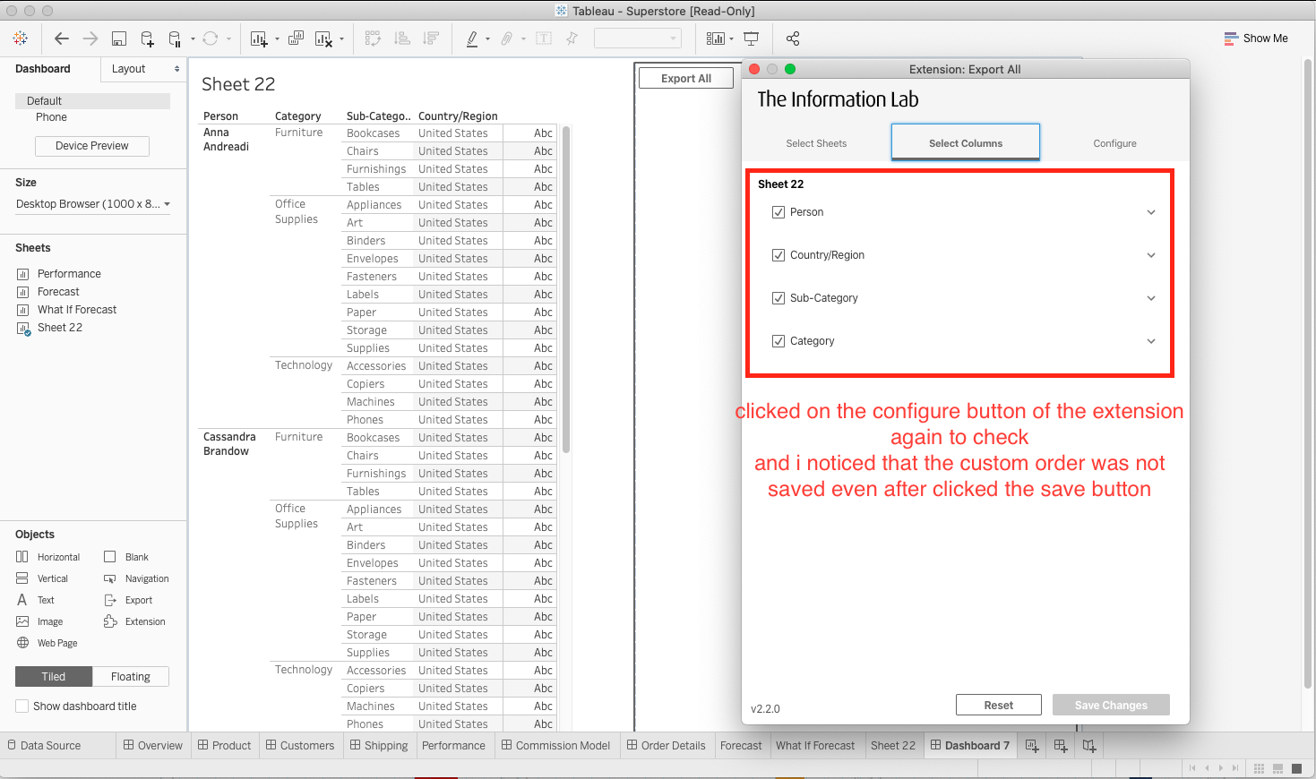 Unable to change order of columns · Issue #60 · TheInformationLab/Tableau-Extension-ExportAll ...
