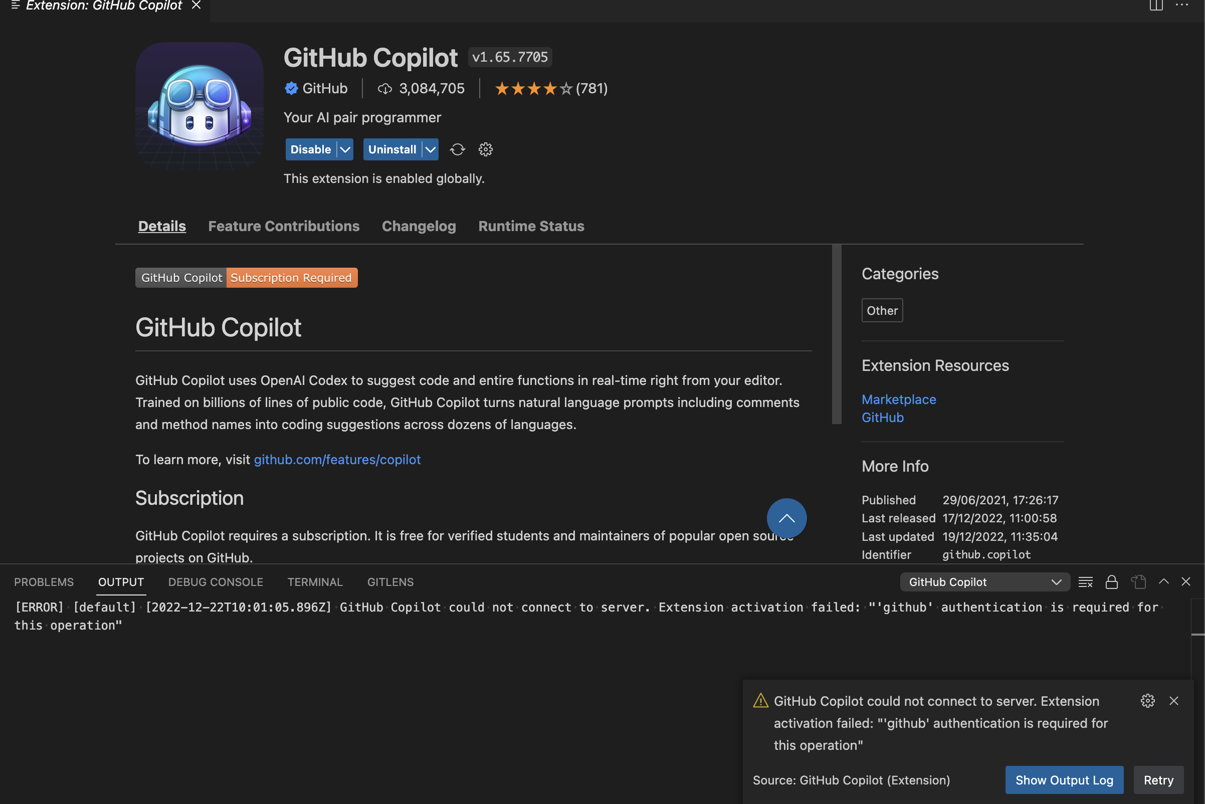Extension activation failed · community · Discussion #42106 · GitHub