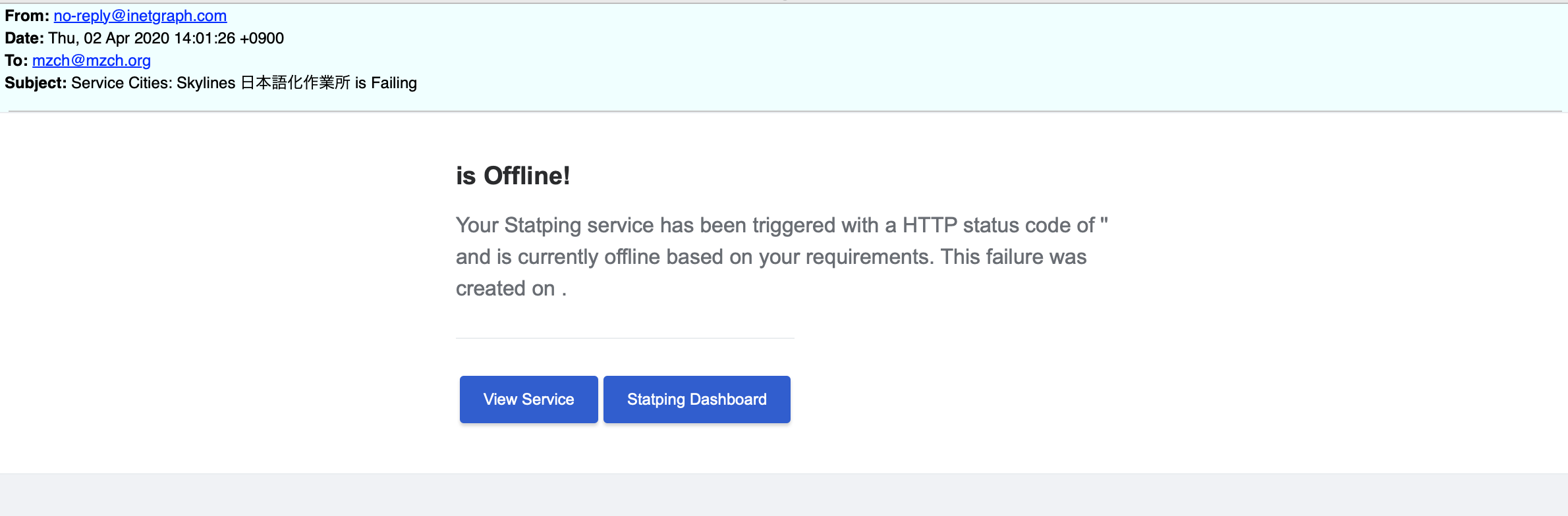Alert Mail Is Incomplete · Issue 472 · Statping Statping · Github