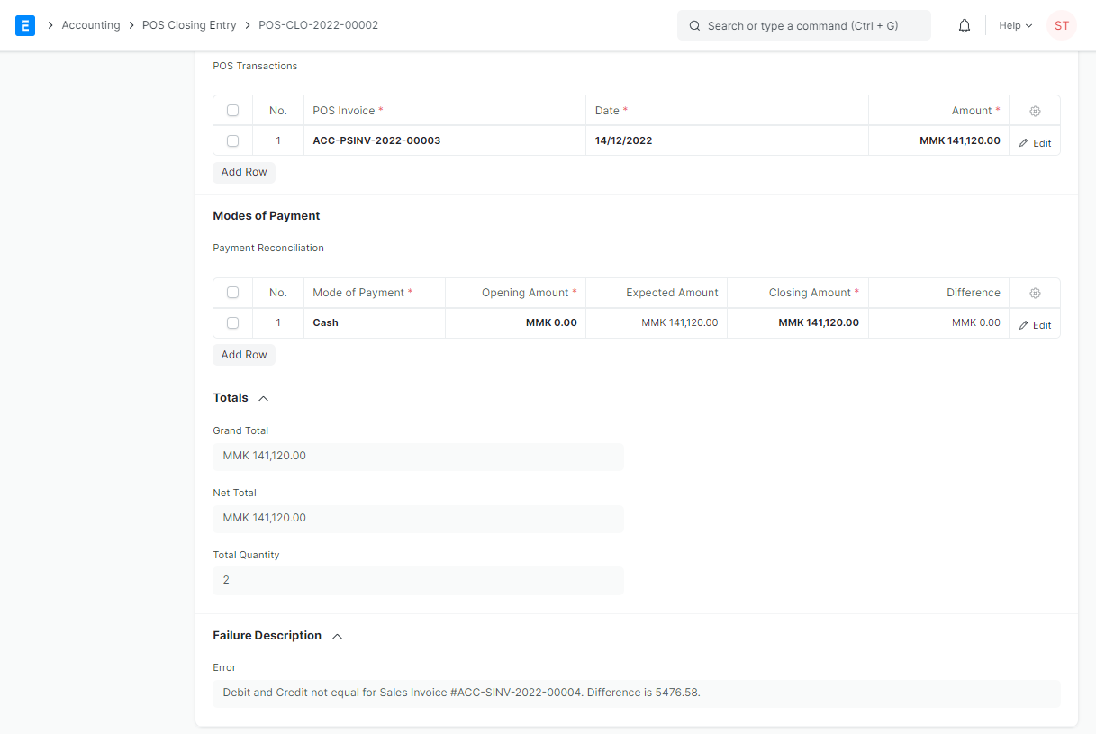 POS Closing is not working properly · Issue #33337 · frappe/erpnext · GitHub