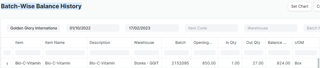 Stock>> Batch Details or Batch-Wise Balance History show Incoming Rate ...