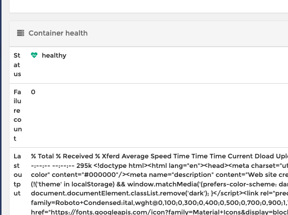 Unhealthy Container: curl: (7) Failed to connect to 127.0.0.1 port 7481 ...